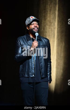 Actor/Comedian DeRay Davis performs during The Barber Shop Comedy Tour ...