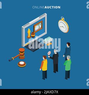 Online auction isometric with bidding man and different lots on the ...