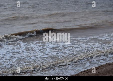 Sea serf of the Sea of Azov, the clay coast on a sunny day in summer ...