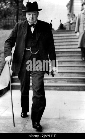 WINSTON CHURCHILL with Neville Chamberlain in in 1939, shortly before ...
