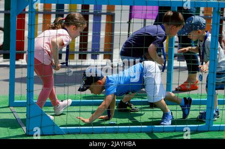 Bucharest, Romania. 1st June, 2022. Children play during an event ...