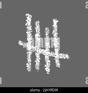 Tally mark. Number 5. Hand drawn lines or sticks sorted by four and ...