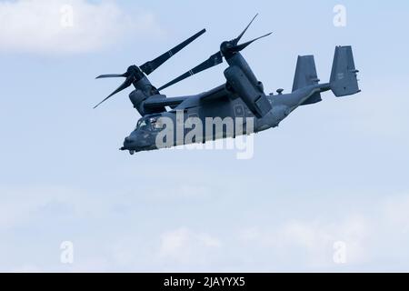 A Bell Boeing V22 Osprey with the United States Air Force flying at ...