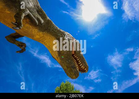 Una escultrua de dinosaurio Tiranosaurio rex en Esqueda, Mexico Stock ...