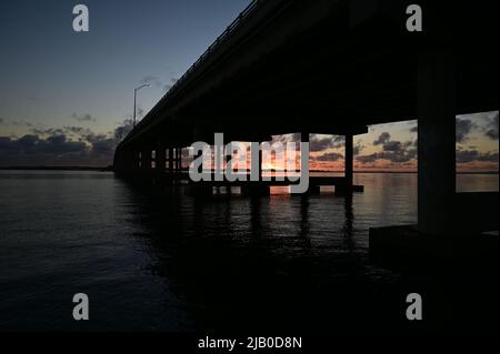 Rickenbacker Causeway bridge between Miami and Virginia Key, Florida at ...