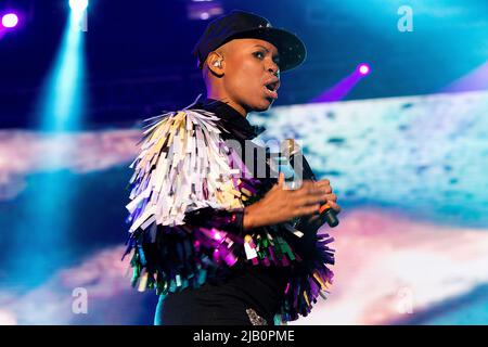 Deborah Anne Dyer mononymously by the stage name Skin performs in Rome ...