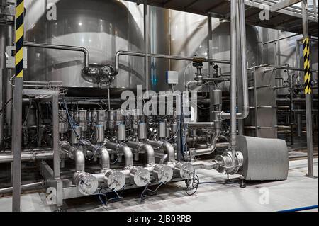 Pipeline system for fermented milk products making at plant Stock Photo ...