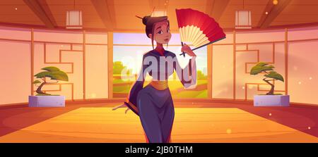 Dojo, traditional japanese room for karate and meditation. Vector ...