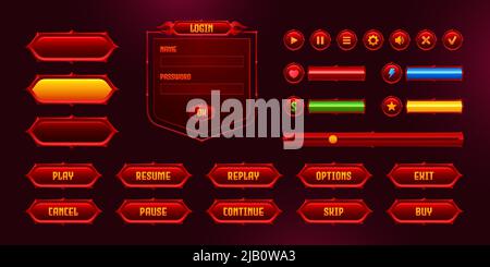 Game progress bars, banners for ui interface design. Long buttons with frame and abstract old ...