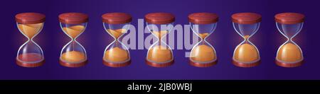 Hourglass animation sprite sheet. Glass clock with falling sand ...