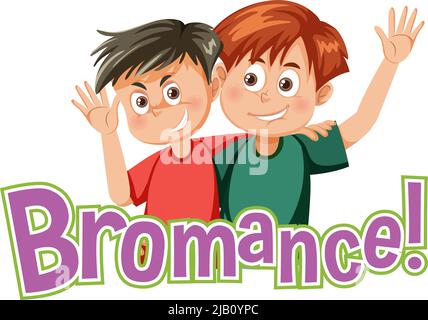 Cute cartoon character with bromance icon illustration Stock Vector ...
