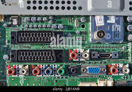 old tv connection sockets Stock Photo - Alamy
