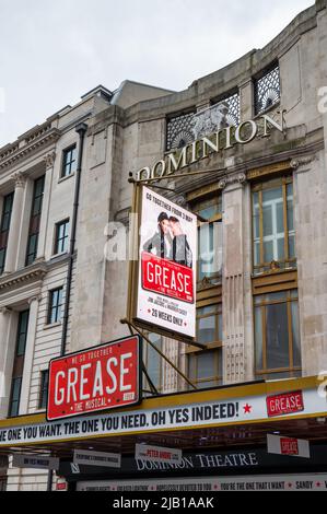The musical Grease at the Dominion theatre in London, United Kingdom ...