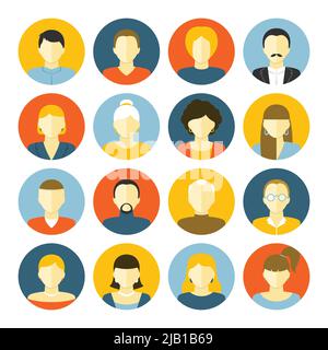 People of different generations avatars portraits icons set isolated ...