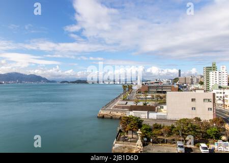 Shimonoseki Cityscape and sea. There are Kamon Wharf (Arukapoto ...