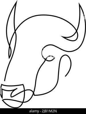 Continuous line bull logo. Buffalo single line vector illustration ...