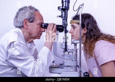 Eye doctor visits the patient using a special tool. Pachymetry is a ...