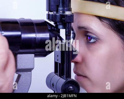 Eye doctor visits the patient using a special tool. Pachymetry is a ...