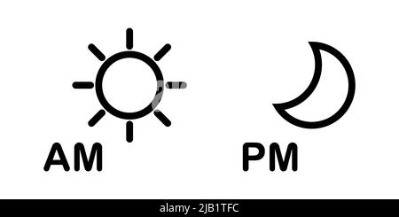 AM and PM symbol. Morning and night icon. Sun and moon. Vector ...