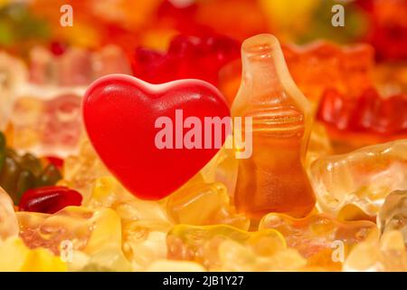 I love Concept - Cola Gummi Bottle with Red Heart Stock Photo - Alamy
