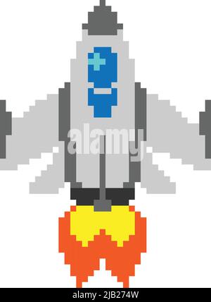 Airplane 8 Bit Pixel Game Art Cartoon Character Stock Vector Image ...