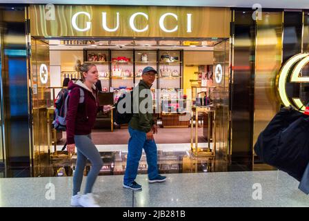 Gucci duty free store front at Doha Hamad International Airport, Qatar ...