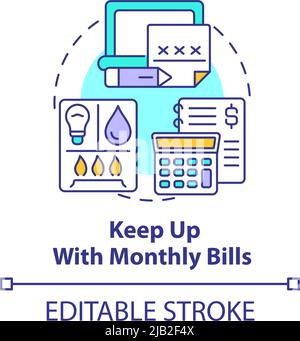 Payment of monthly utility bills vector illustration. Cartoon meter ...