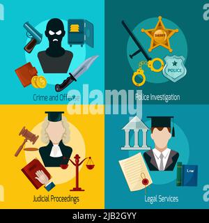 Legal service and investigation abstract concept vector illustrations ...