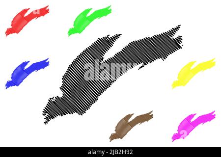 Alsta island (Kingdom of Norway) map vector illustration, scribble ...