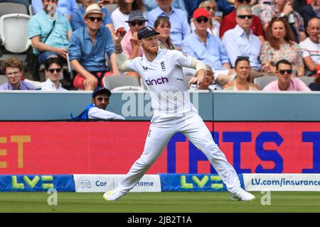 Ben Stokes of England throws the ball back to the stumps during the LV ...