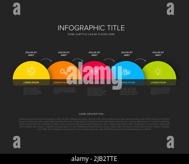 Five steps progress procedure infochart template with descriptions ...