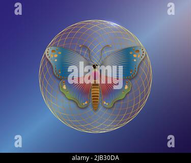 Sacred lotus flower and mystical butterfly logo Slogan with colorful ...