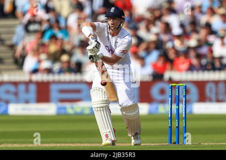 Alex Lees of England plays a defensive shot Stock Photo - Alamy