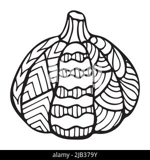 Garden coloring page for children with pumpkin. Vector autumn outline ...