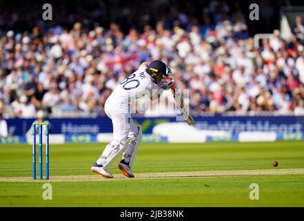 England’s Ollie Pope bats on day two of the first test of the NRMA ...