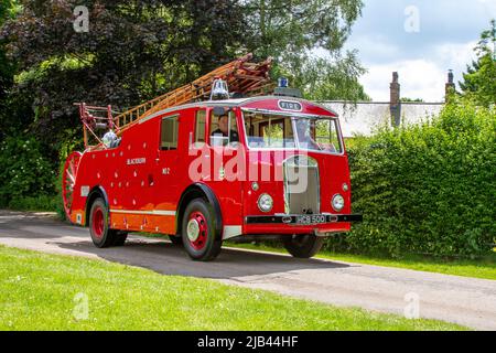 A vintage British Dennis fire engine at the scene of an incident Stock ...