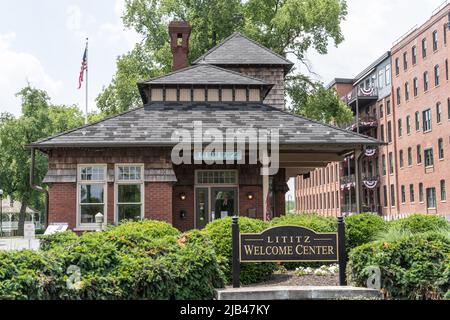 Lititz, Pennsylvania-USA-June 1, 2022: Lititz Historic Marker in the ...