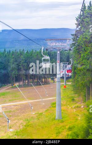 Wurmberg ride with gondola cable car railway panorama Harz Germany ...