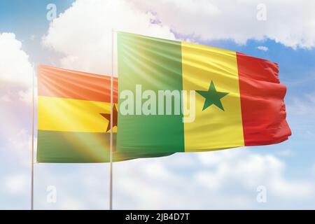 Waving flag of Senegal and Ghana Stock Photo - Alamy