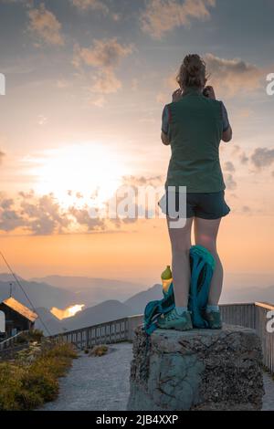Beautiful evening view from the Schafberg mountain in upper austria ...