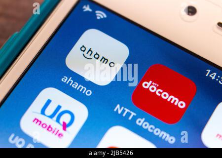 Kumamoto, JAPAN - Dec 4 2020 : Logo of Ahamo in its website on iPhone ...