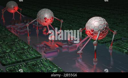 Nanobots , micro-robotics. Miniature robots repairing technology. 3d ...