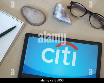 In this photo illustration, a Citigroup Inc. logo seen displayed on a ...