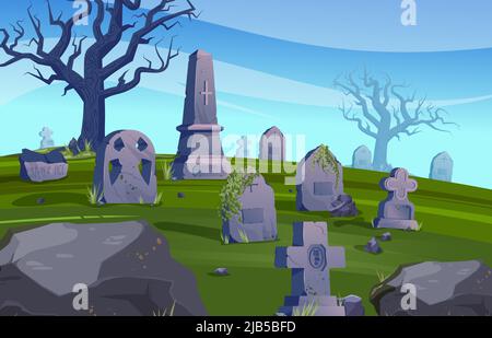 Spooky Tree and Tomb Cartoon Colored Clipart Stock Vector Image & Art ...