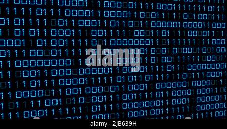 Image of blue binary code changing on black background Stock Photo - Alamy