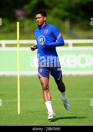 England's Jude Bellingham during a training session at the Ernst-Abbe ...
