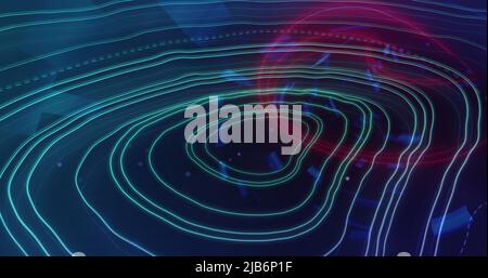 Image of digital tunnel and shapes over black background Stock Photo ...