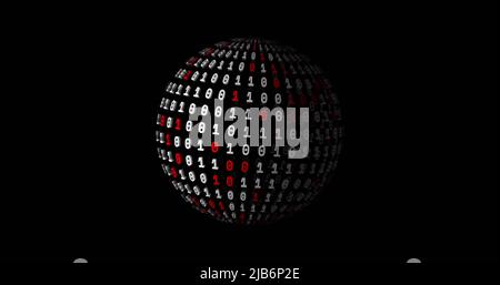 Image of globe with binary coding spinning on black background Stock Photo - Alamy