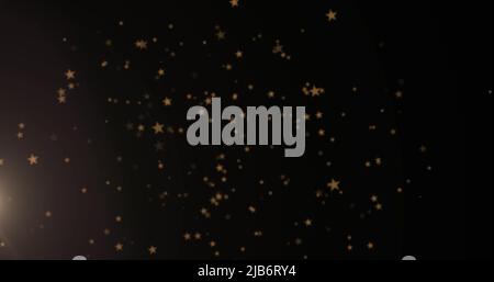 Image of lights and falling stars over black background Stock Photo - Alamy