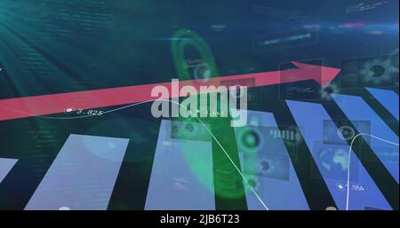 Image of digital data processing, padlock and key icons, circuit board ...